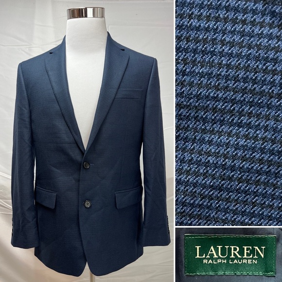 Ralph Lauren | Suits & Blazers | Mens Ralph Lauren Navy Blue Houndstooth 2button Single Vent 38r ...